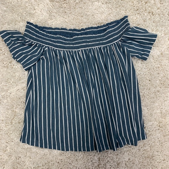 American Eagle Outfitters | Tops | Off The Shoulder Striped Top | Poshmark